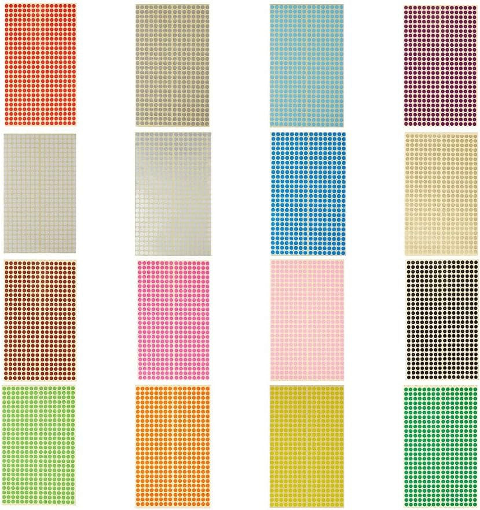2Set 16 Sheets 16 Colors Round Dot Paper Sticker Labels Adhesive ...