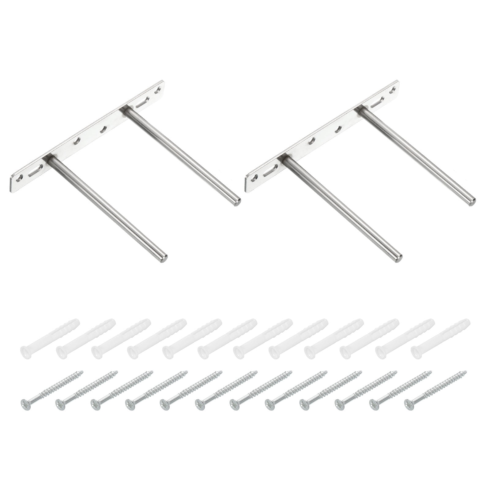 2Set 2 Rods Floating Shelf Brackets, 6" 6 Holes Iron Shelf Supports ...