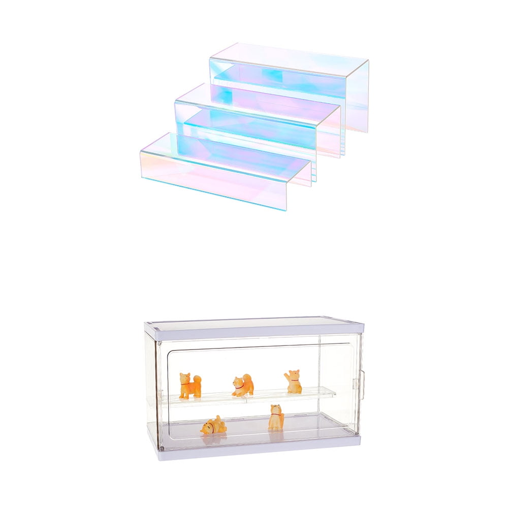 2Set 2 Tier Acrylic Display Case Assemble Countertop Acrylic Boxes ...