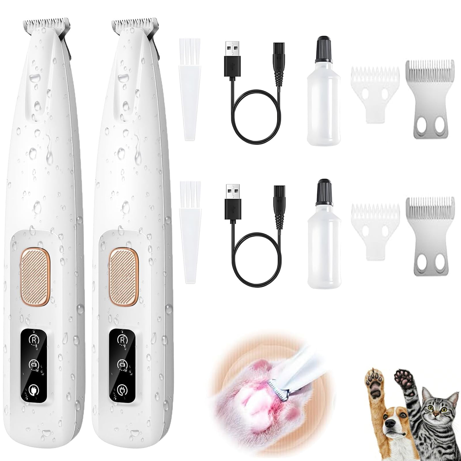 Dog Paw Trimmer FURBONA With LED Light, Rechargeable Cordless Dog ...