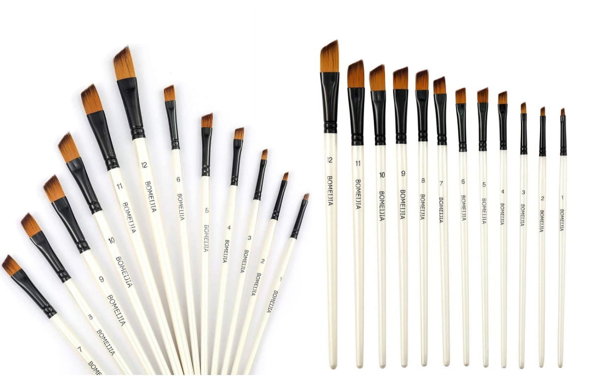 2Set/24pcs Pearl White Angled Paintbrush Set ,Angular Paint Brushes ...