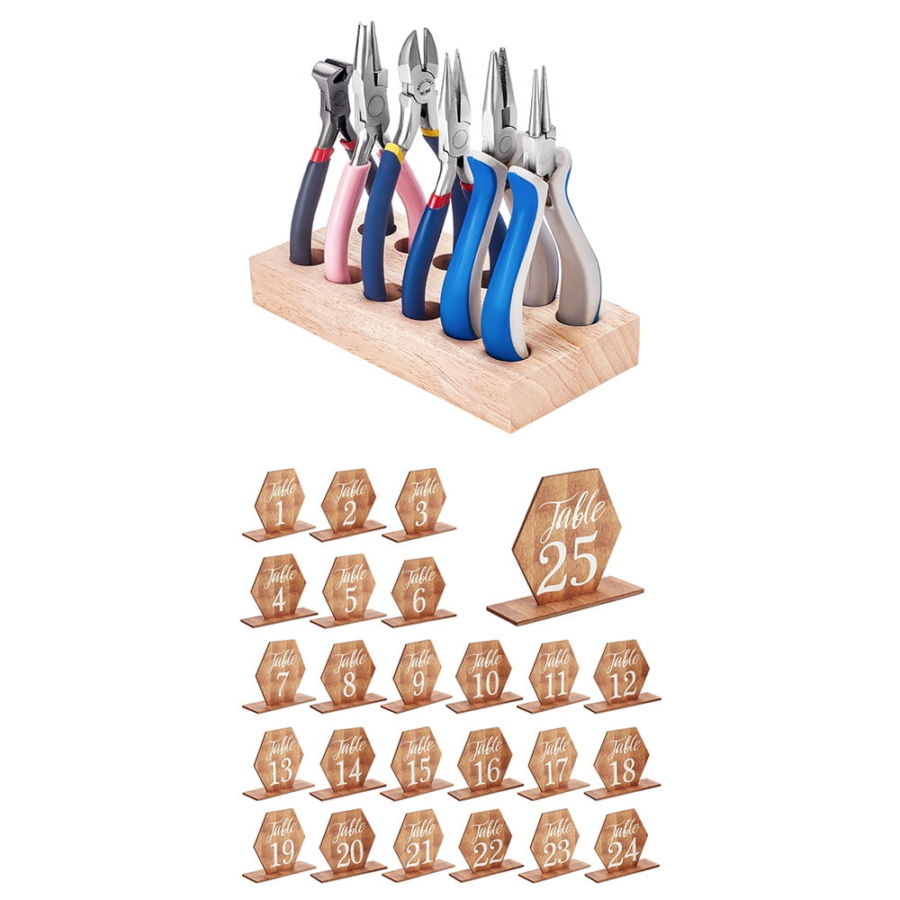 2Set 25 Sets Table Numbers with Wooden Base Hexagon Wedding Reception ...