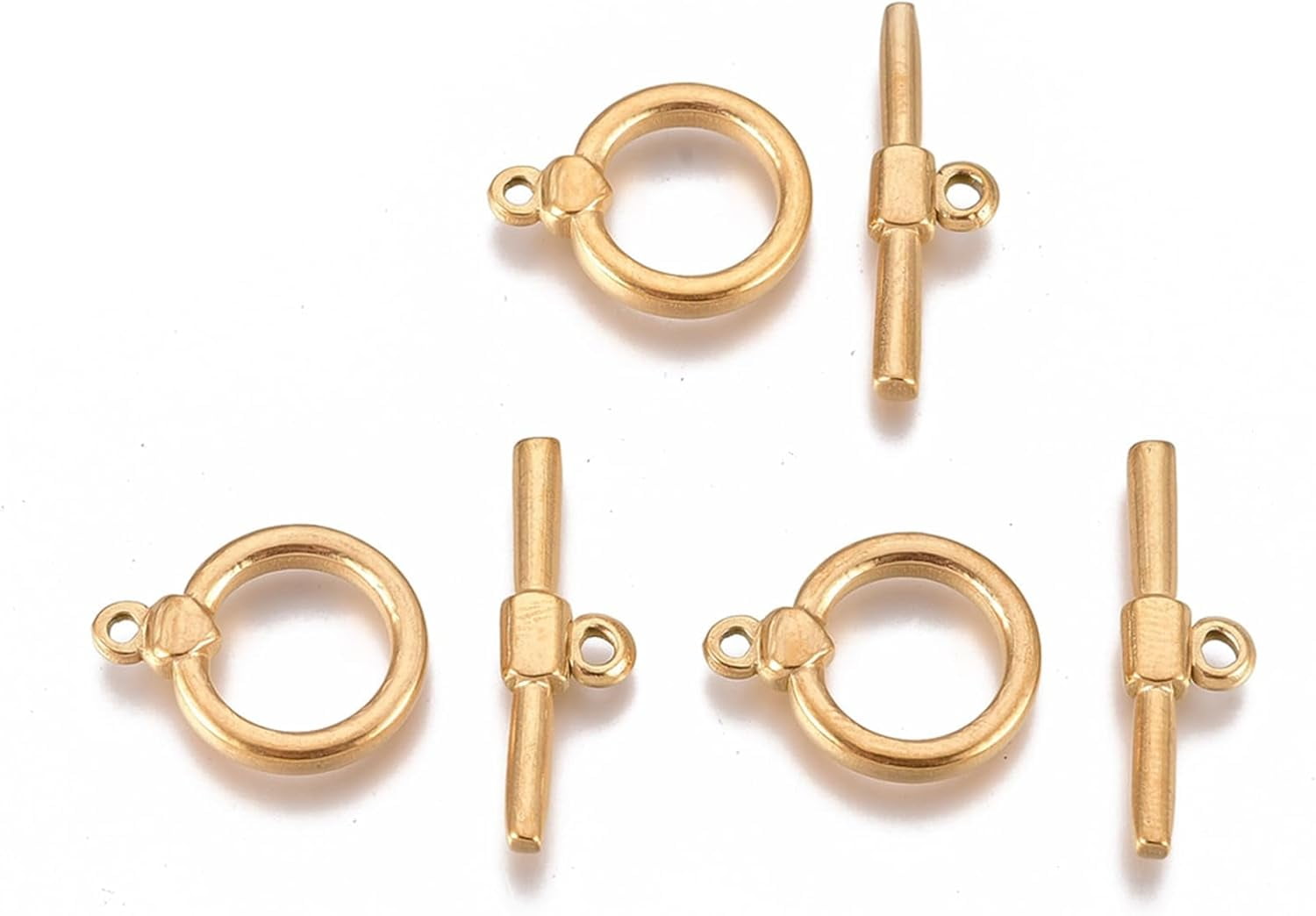 2Set 304 Stainless Steel Toggle Clasps Golden Metal Bar and Ring Clasps ...