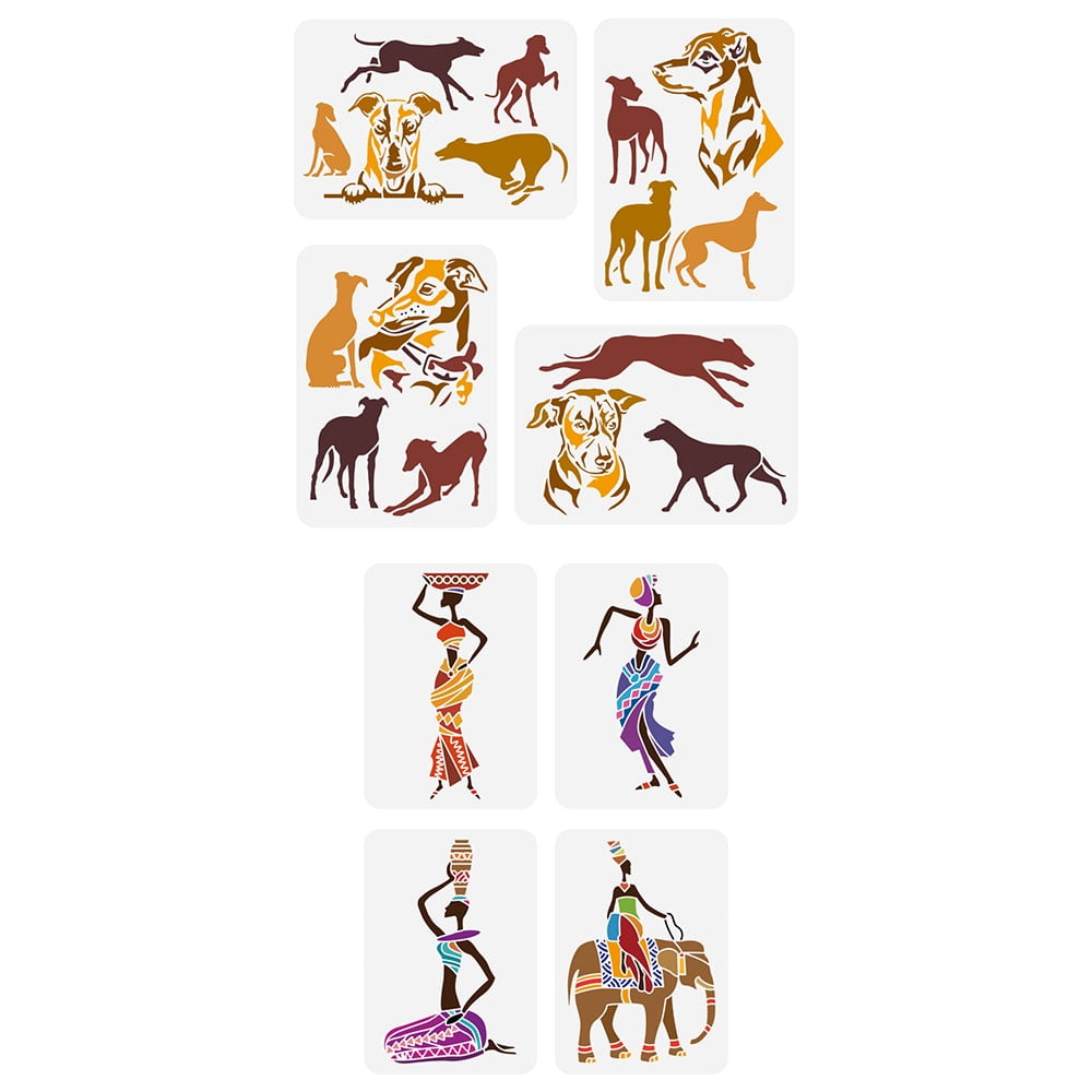 2Set 4 Pcs African Tribal Stencils 8.3x11.7inch African Tribal Women ...