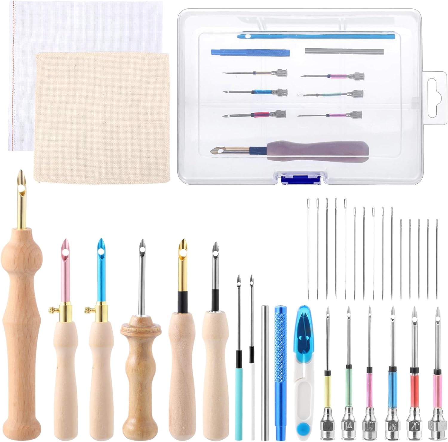 2Set/70Pcs Punch Needle Kit Adult Beginner,Adjustable Punch Needle Tool ...