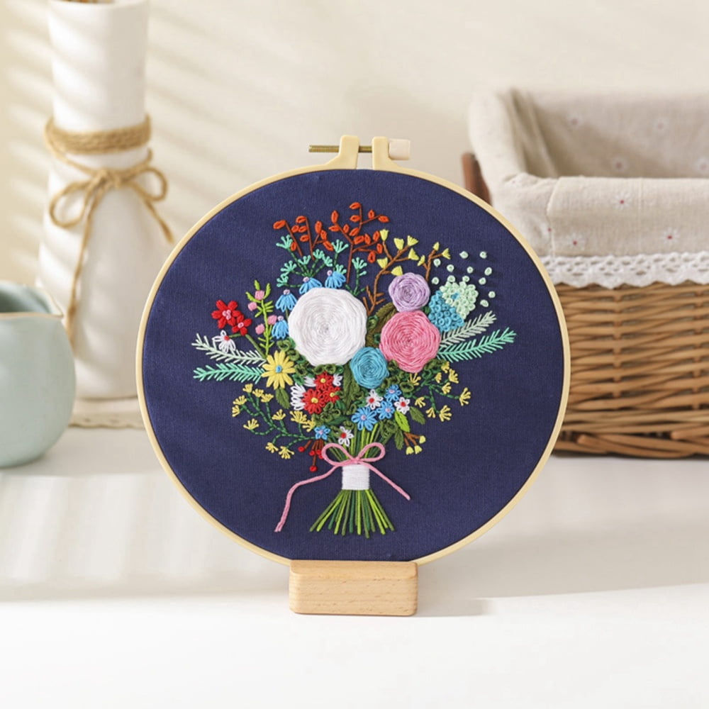 2Set DIY Bouquet Pattern Embroidery Kit Including Imitation Bamboo ...