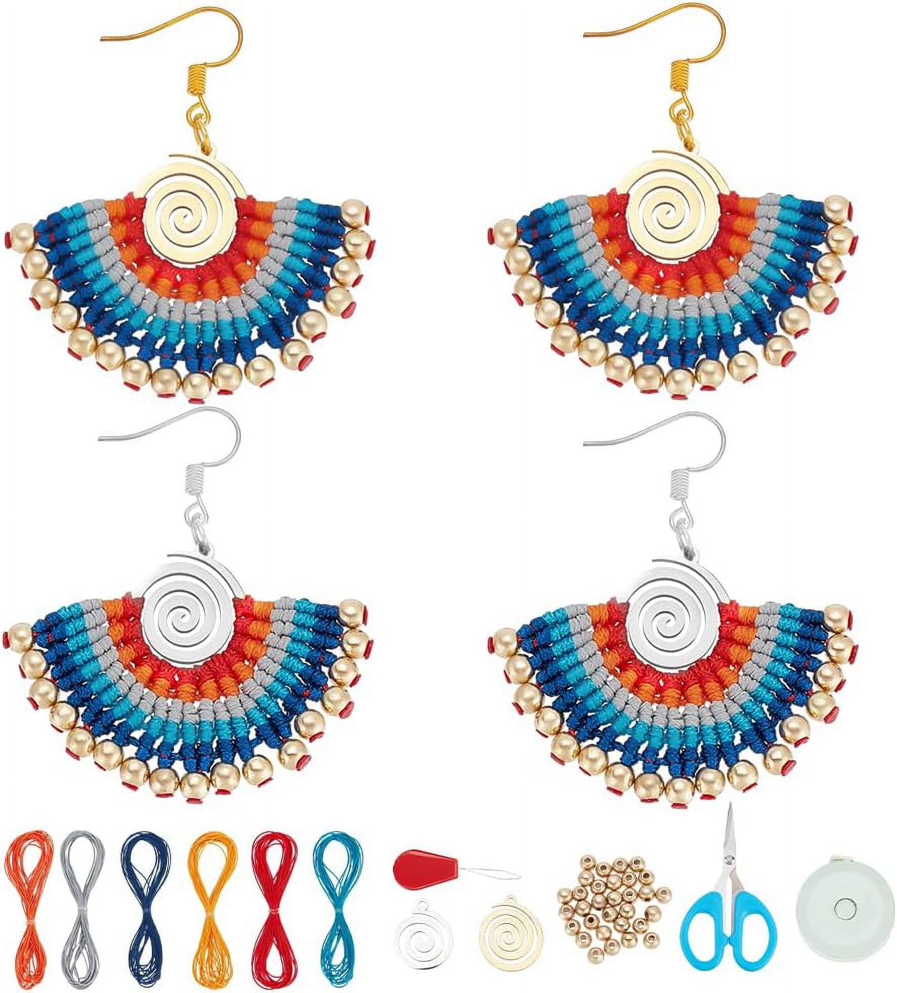 2Set DIY Macrame Earring Kit Bohemian Style Lace Wax Rope Earrings ...