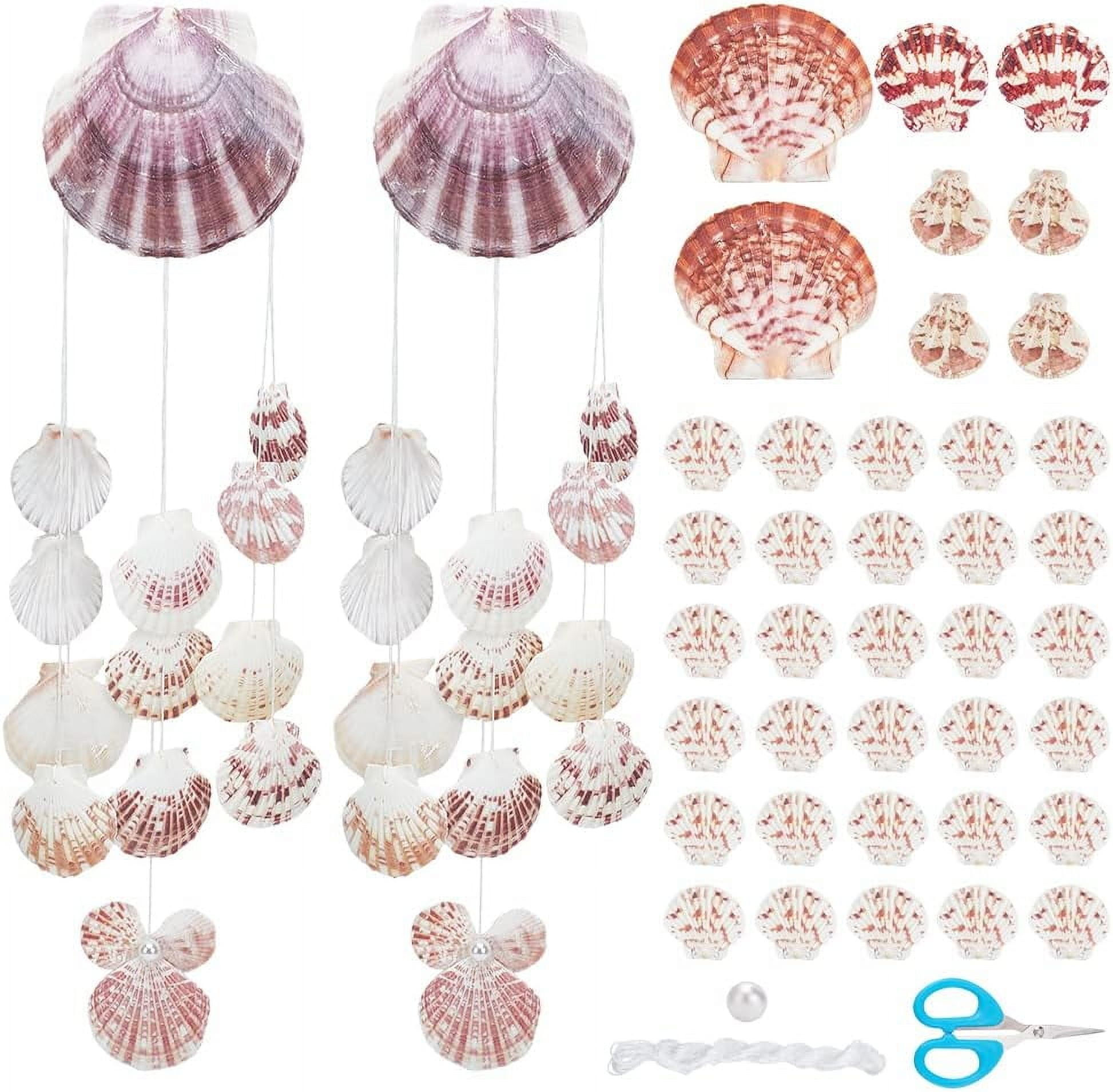 2Set DIY Scallop Wind Chimes Kit Natural Seashell Wind Chimes for ...