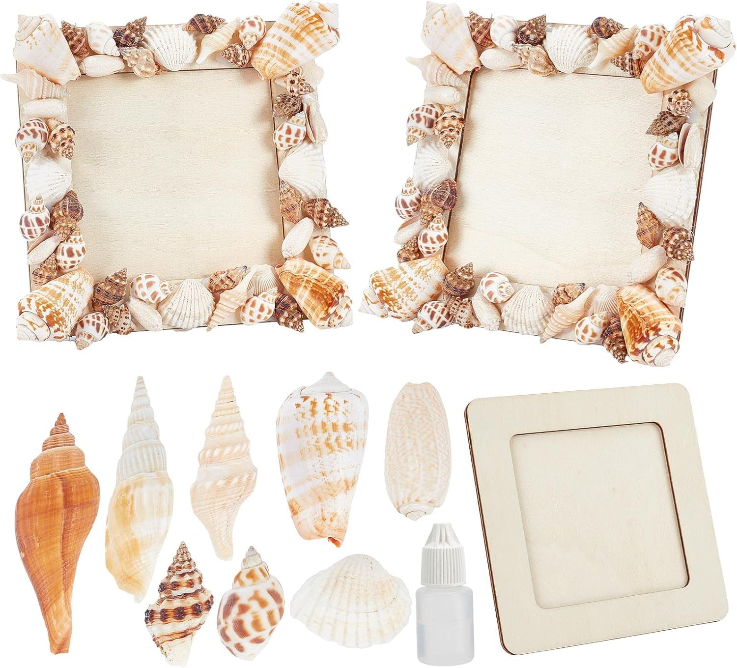 2Set Decorate Your Own Picture Frame Craft Kit with Shells DIY Shell ...