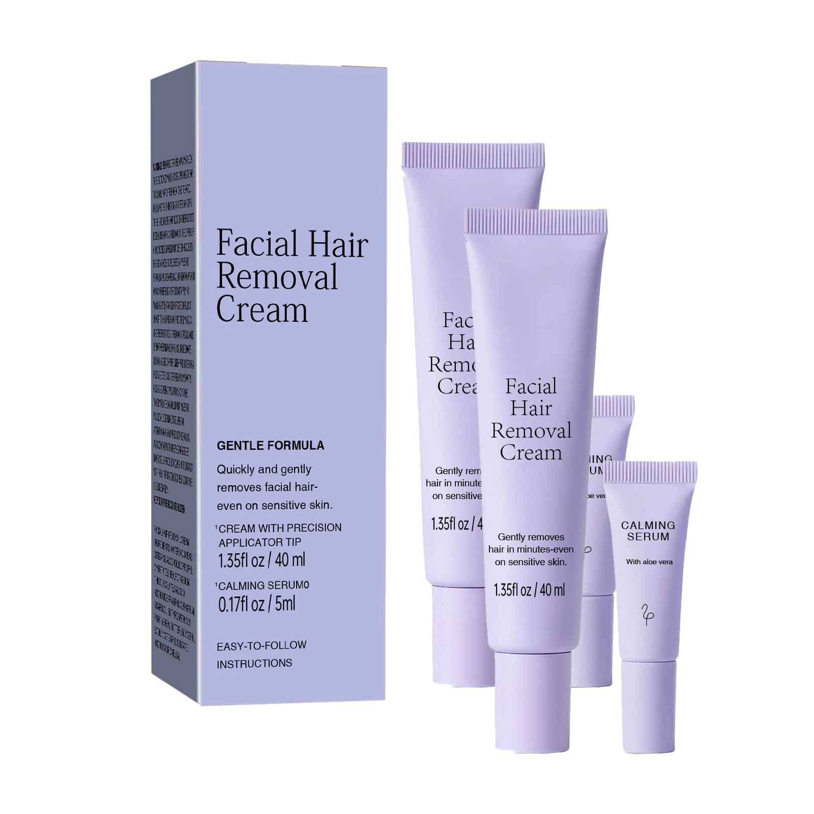 2Set Facial Hair Removal Cream for Women & Men, Gentle Painless Depilatory Cream for Sensitive ...