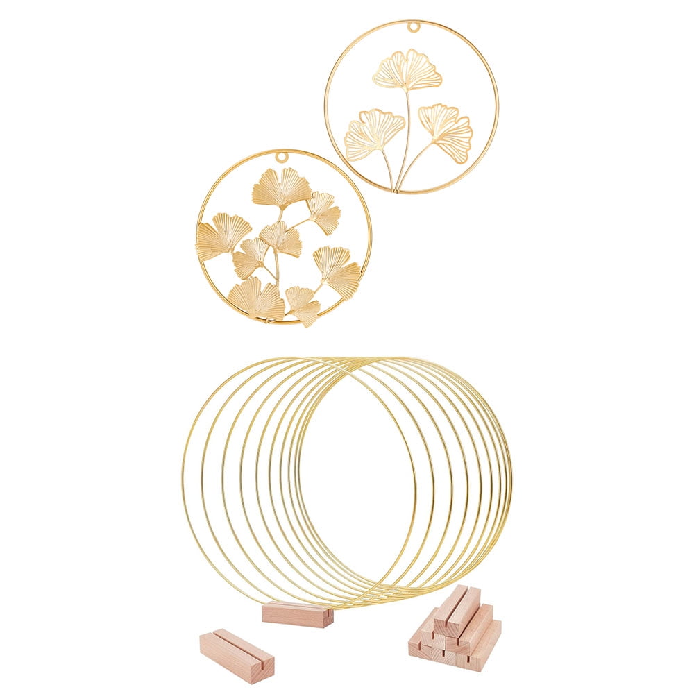 2Set Iron Craft Hoop and Wood Pedestal Kit for Making Wreath Macrame ...