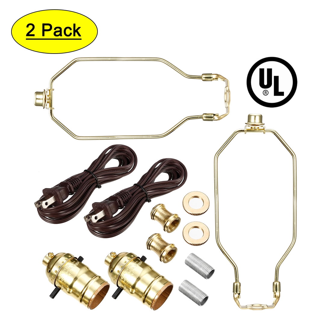 2Set Make-A-Lamp Kit Bright Brass Finish US Plug f DIY Lamp Design or ...