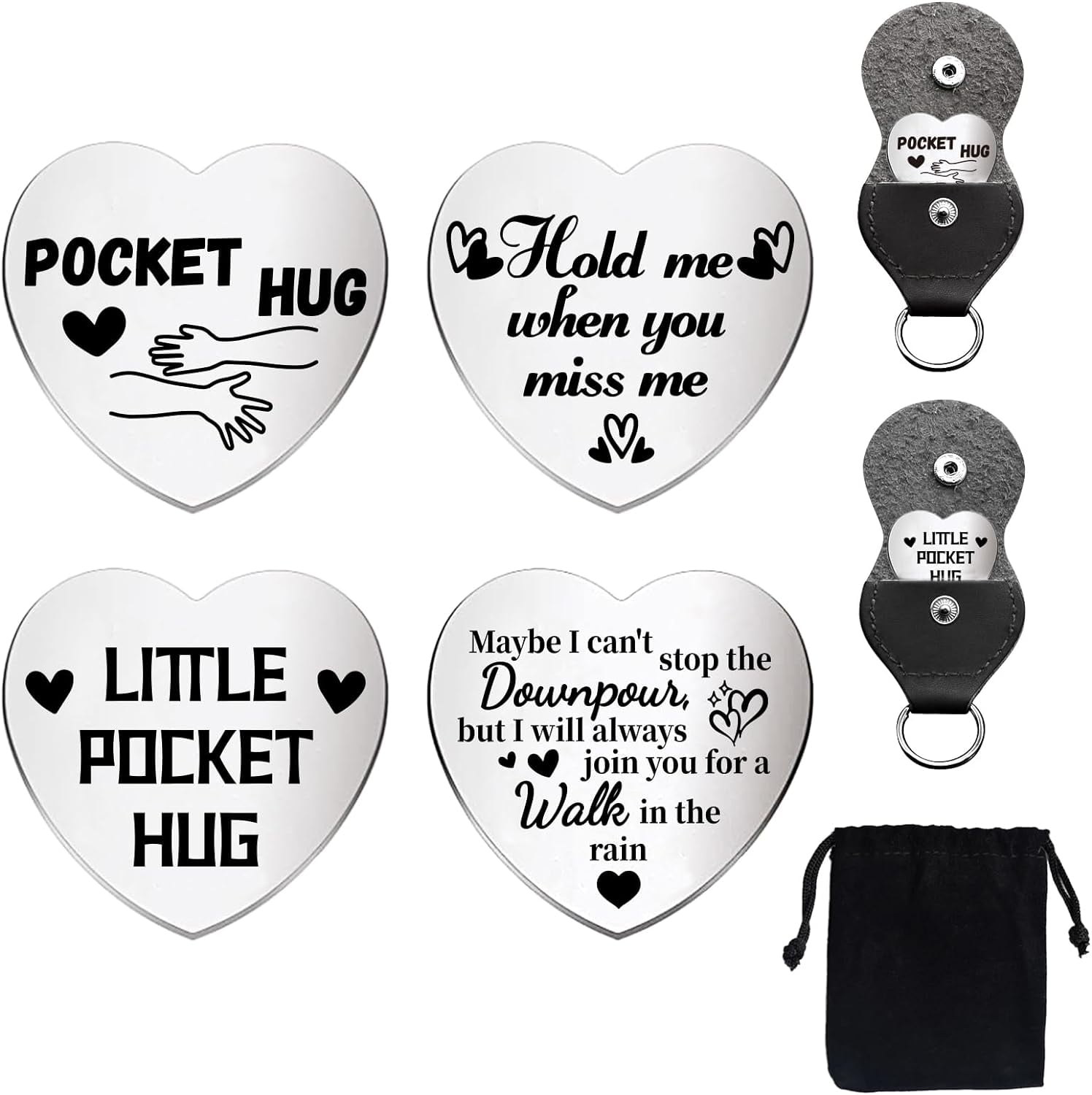 2Set Miss Love Heart Pocket Hug Token Long Distance Relationship Gifts ...