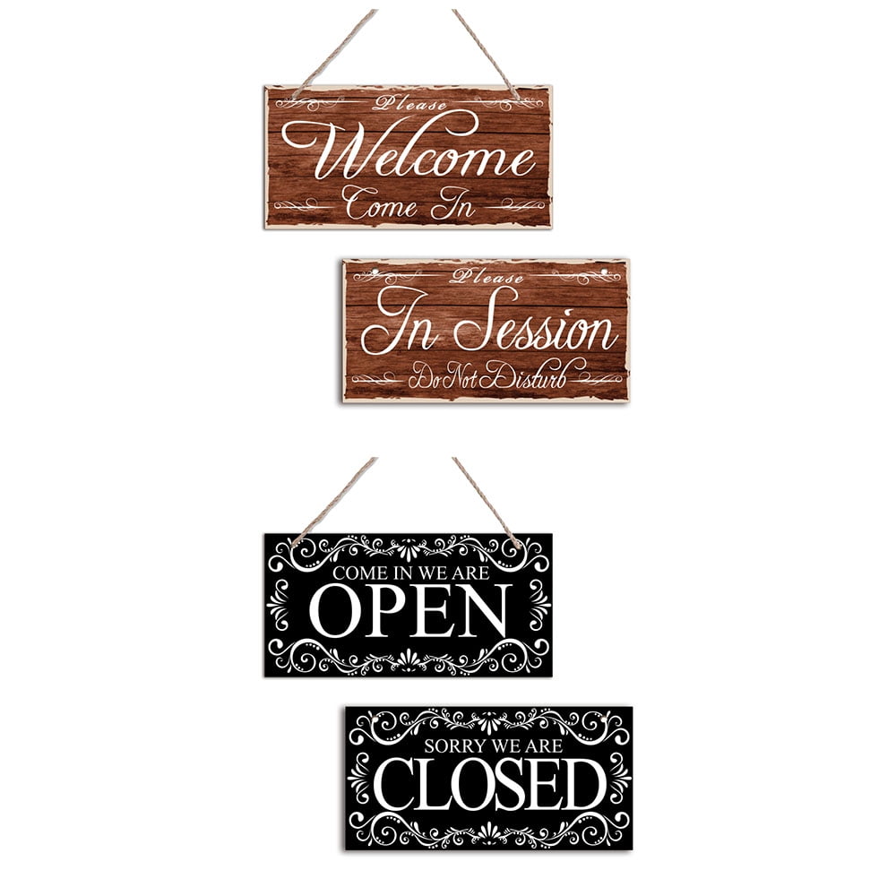 2Set Natural Wooden Store Open and Closed Business Sign Come in We're ...