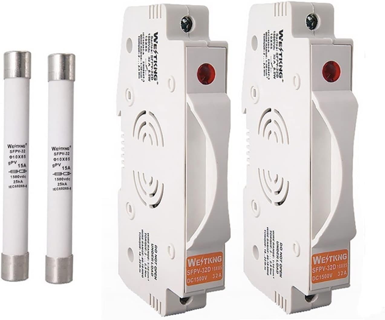 2Set PV Fuse Holder with 10x85m Fuse 1500VDC High Pressure Current ...