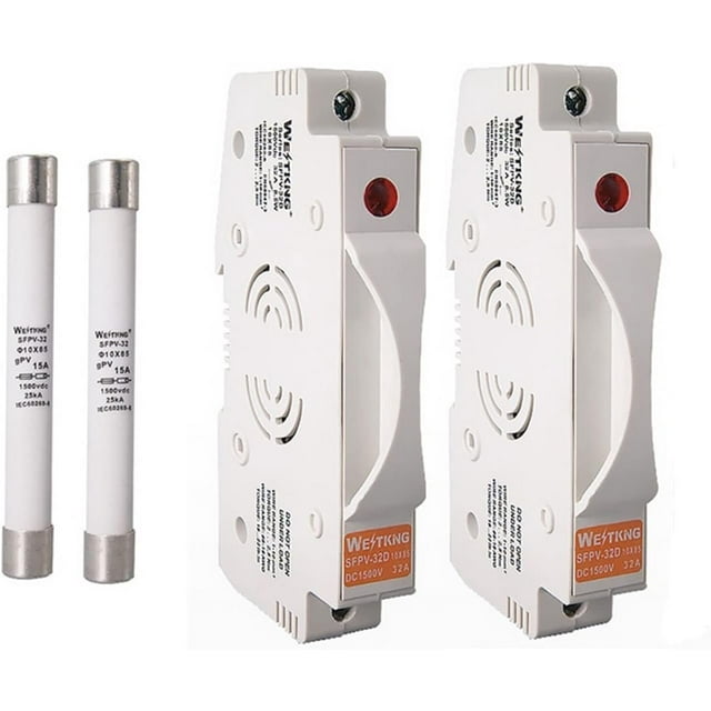 2Set PV Fuse Holder with 10x85m Fuse 1500VDC High Pressure Current ...