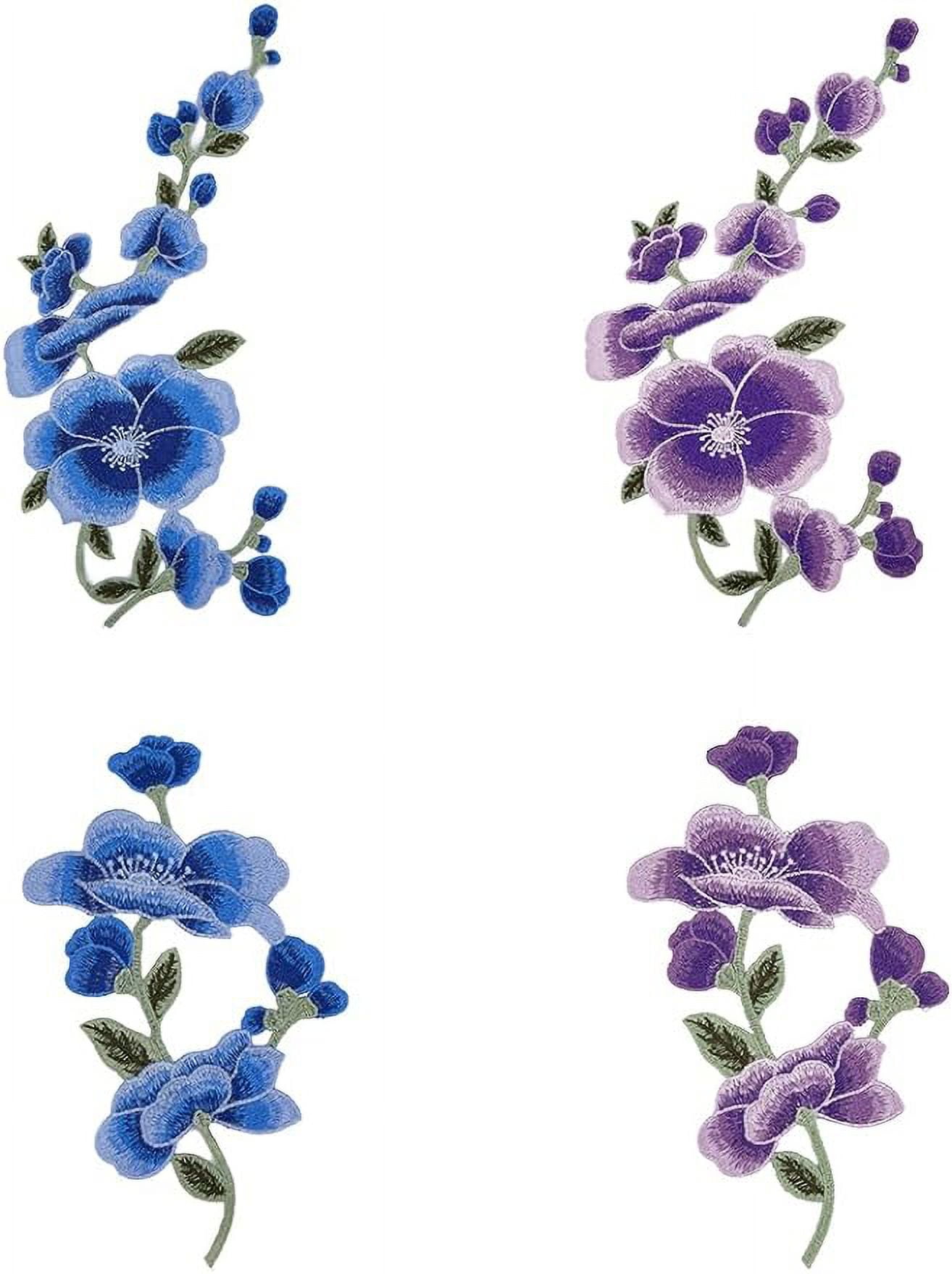 2Set Peony Flower Embroideried Fabric Patche Computerized Embroidery ...