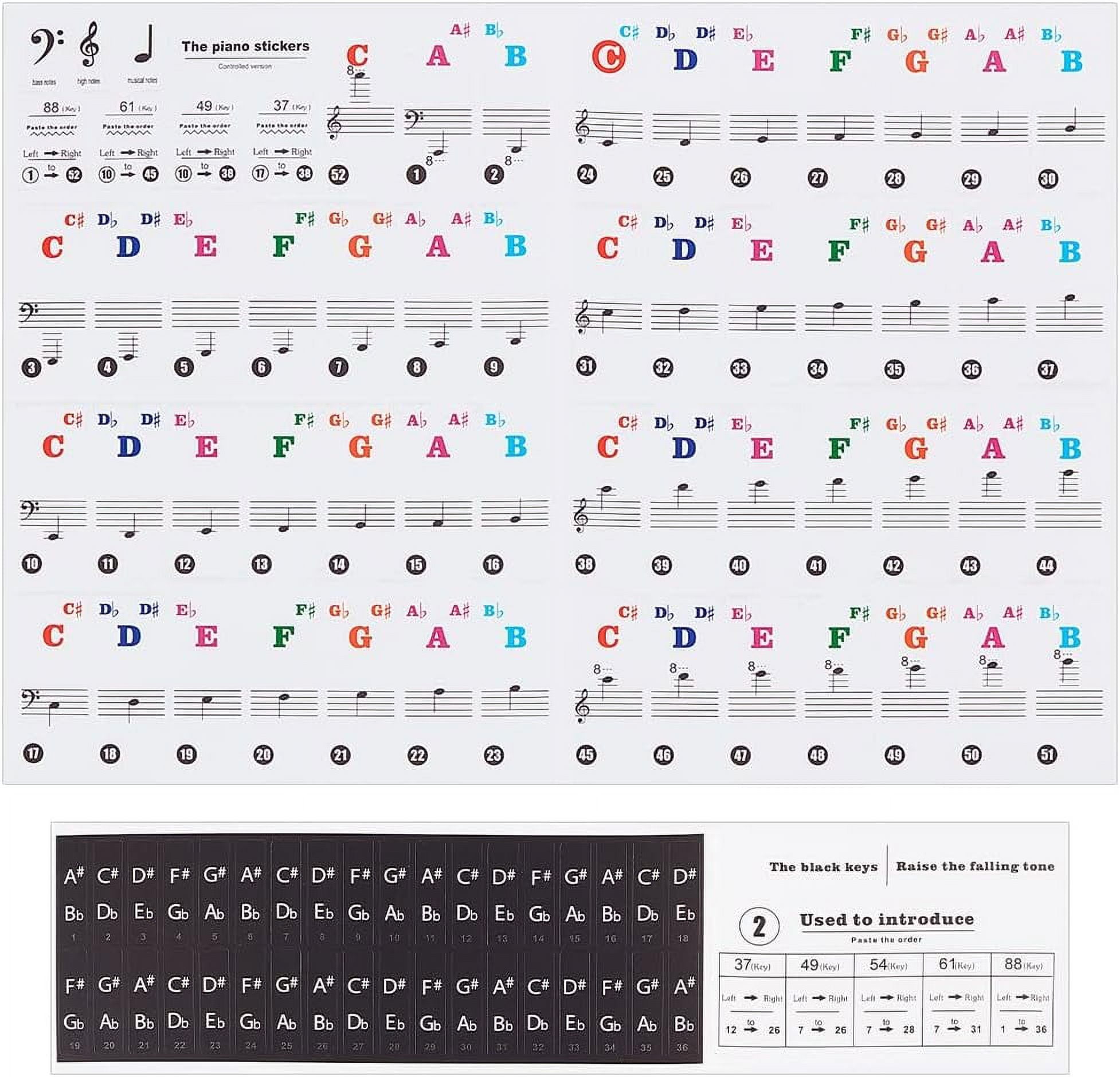 2Set Piano Keyboard Stickers for Beginners Removable Paper Labels ...