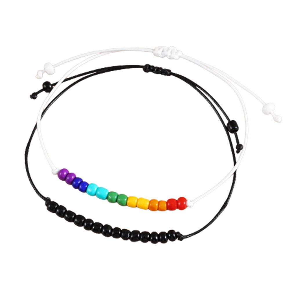 2Set Rainbow Pride Bracelets LGBT Bracelets Beaded Gay Pride Bracelet ...