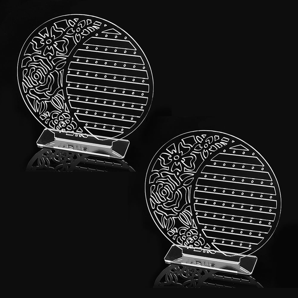 2Set Round Vertical Transparent Acrylic Earring Display Stands Tabletop ...