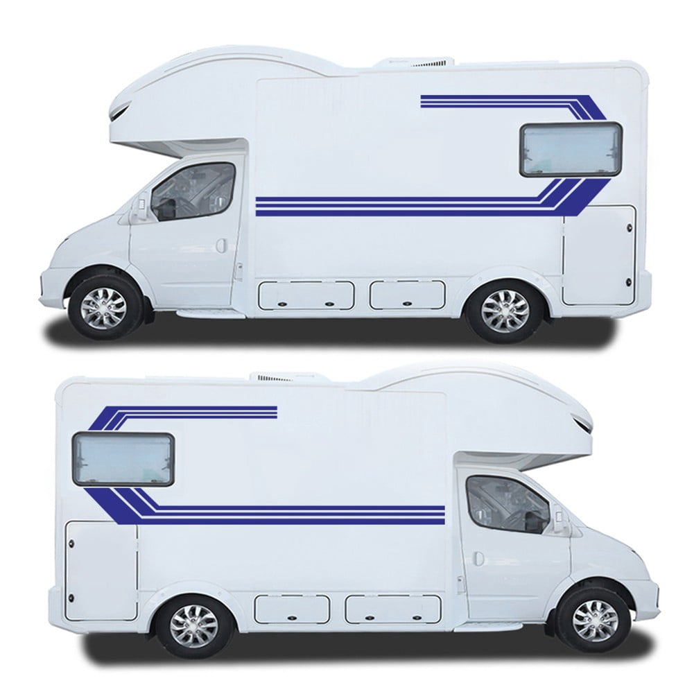 2Set Rv Camper Van Caravan Sticker Body Striped Graphic Blue - Walmart.com