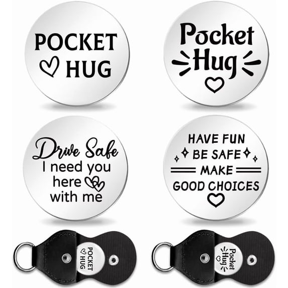 2Set Safe Driving Pocket Hug Token Long Distance Gifts Double Sided ...