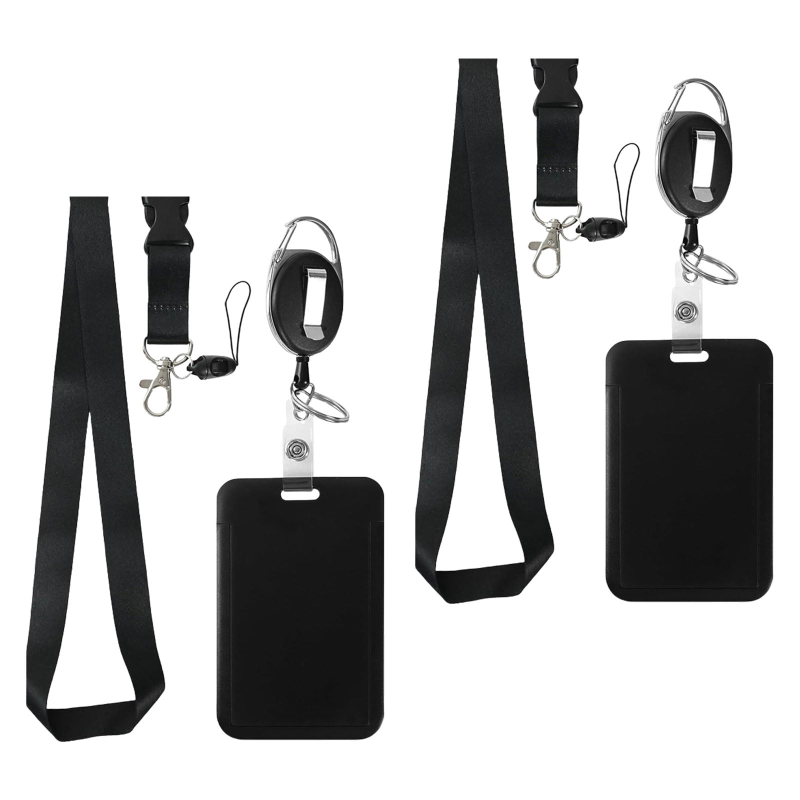 2Set Sliding Badge Holder with Retractable Badge Reel Carabiner Clip ...