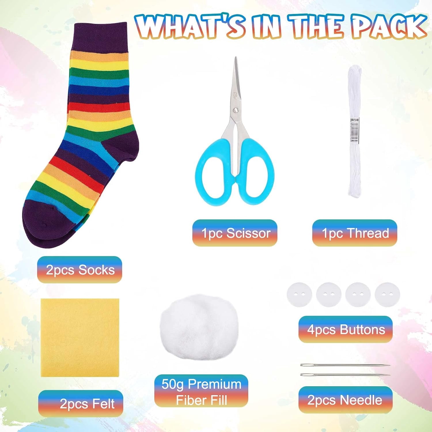 2Set Sock Dogs Kit Colorful Socks Crafts Kit DIY Dog Dolls Kit Creative ...