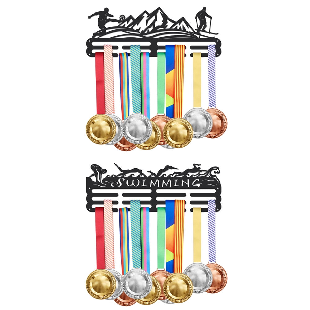 2Set Swimming Medal Holder Display Swimming Trophy Hanger Rack Sports ...