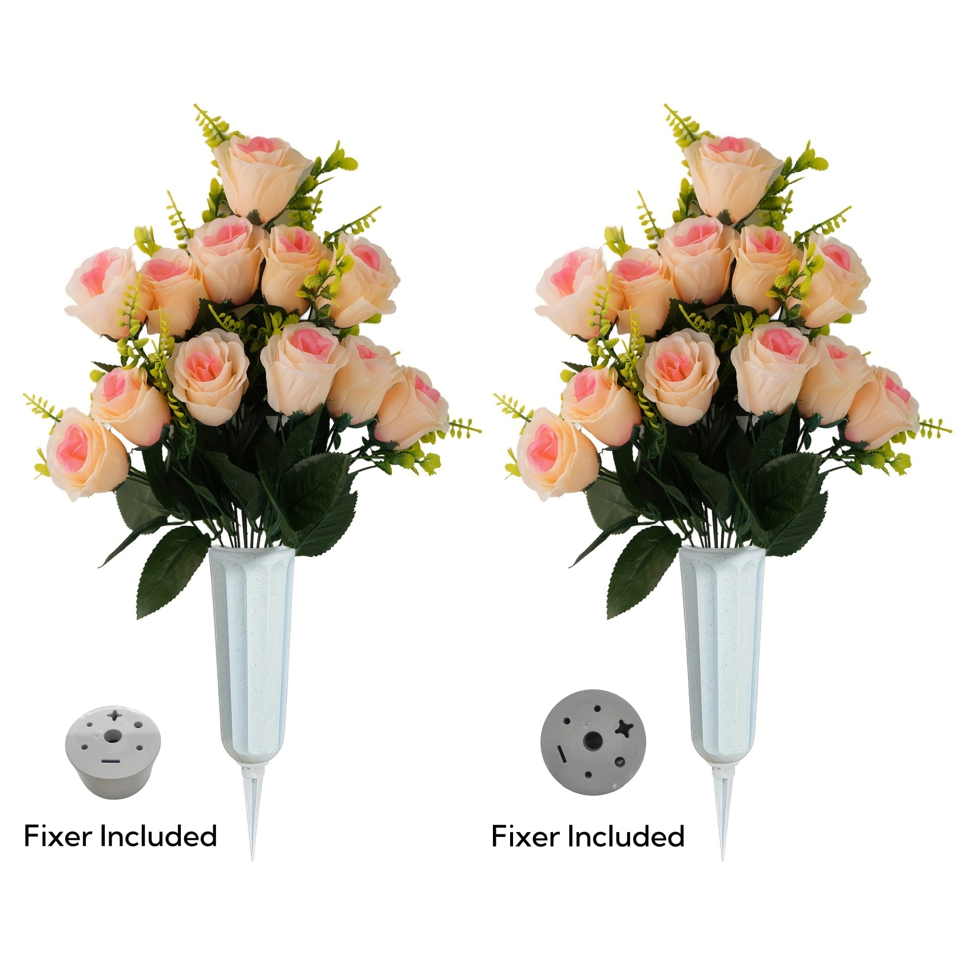 2Set Sympathy Memorial Artificial Graveyard Flower Rose Bouquet with ...