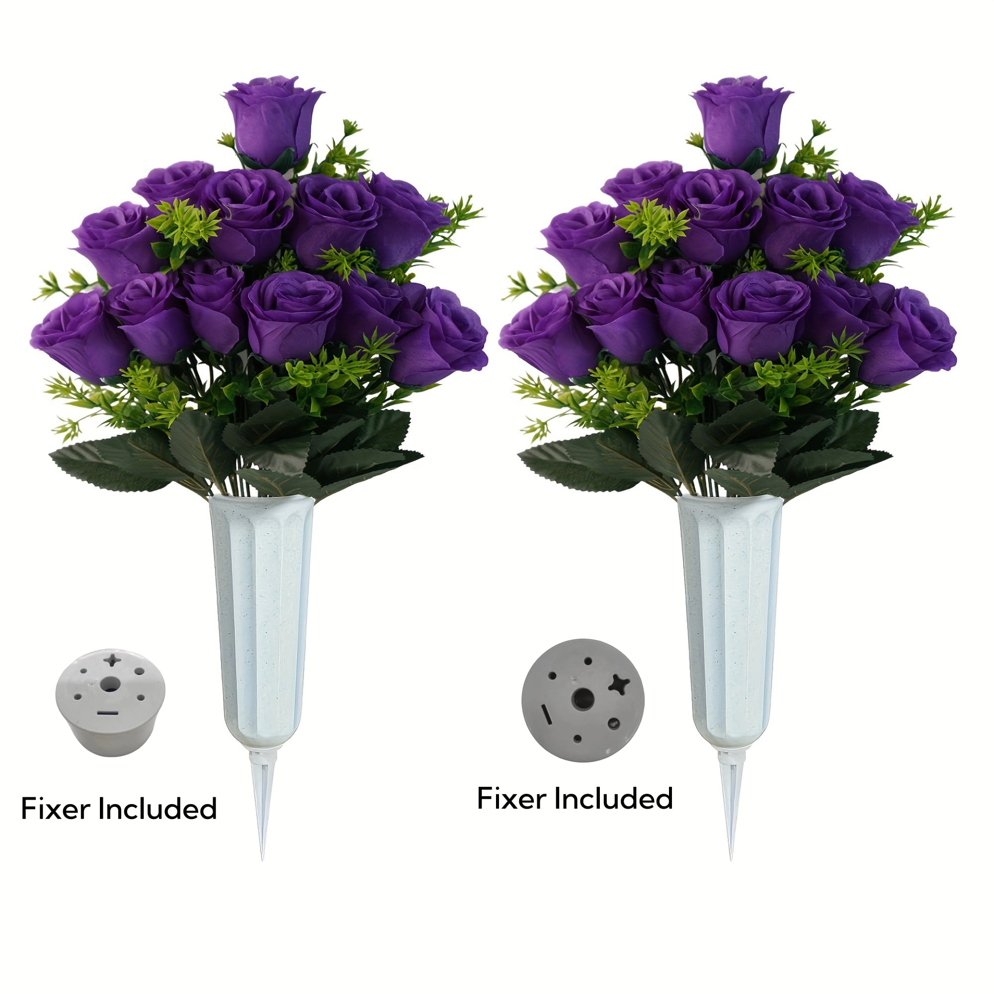 2Set Sympathy Memorial Artificial Graveyard Flower Rose Bouquet with ...