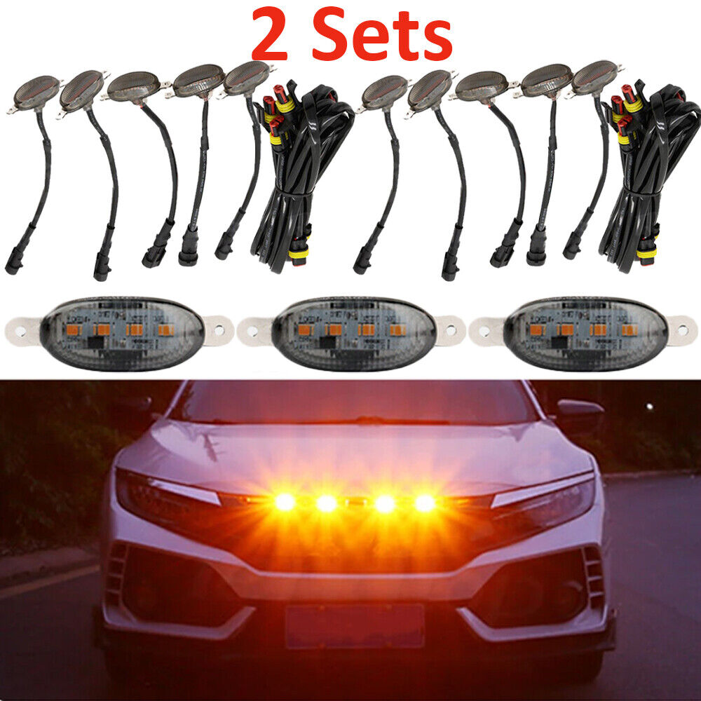 2Set Universal For Truck Raptor Style LED Amber Front Grille Lights ...