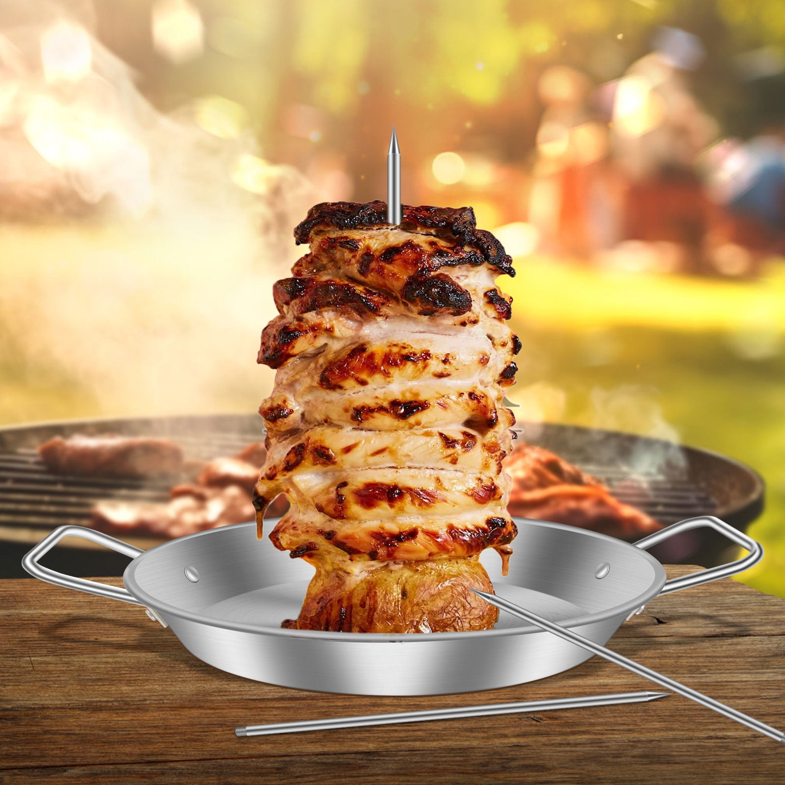 2Set Vertical Meat Skewer Stainless Steel Vertical Skewer Grill Rust ...