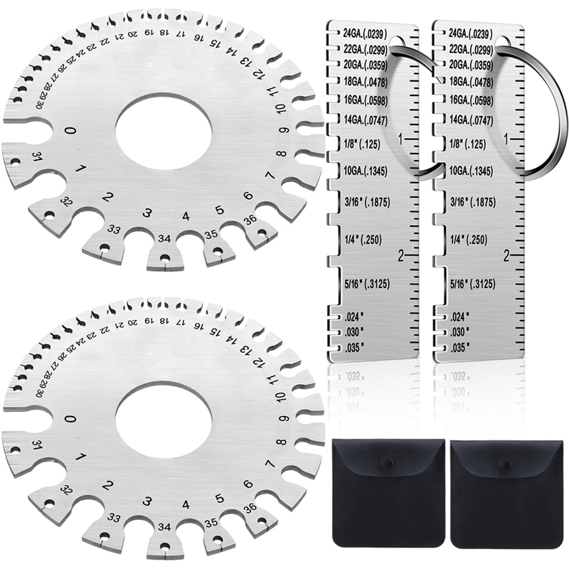 2Set of Metal Sheet Thickness Gauge with Round Dual Sided Wire Gauge ...