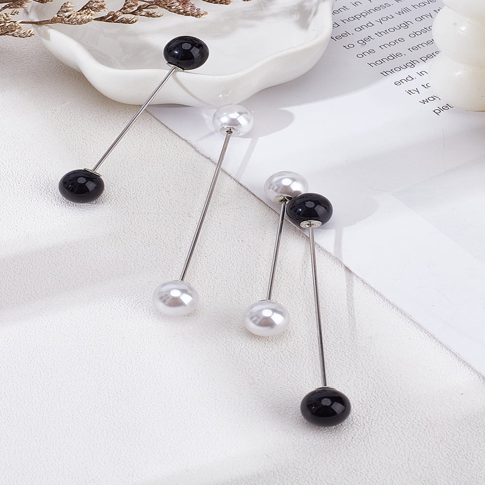 2Sets 2 Colors Safety Brooches with Plastic Imitation Pearl and Iron ...