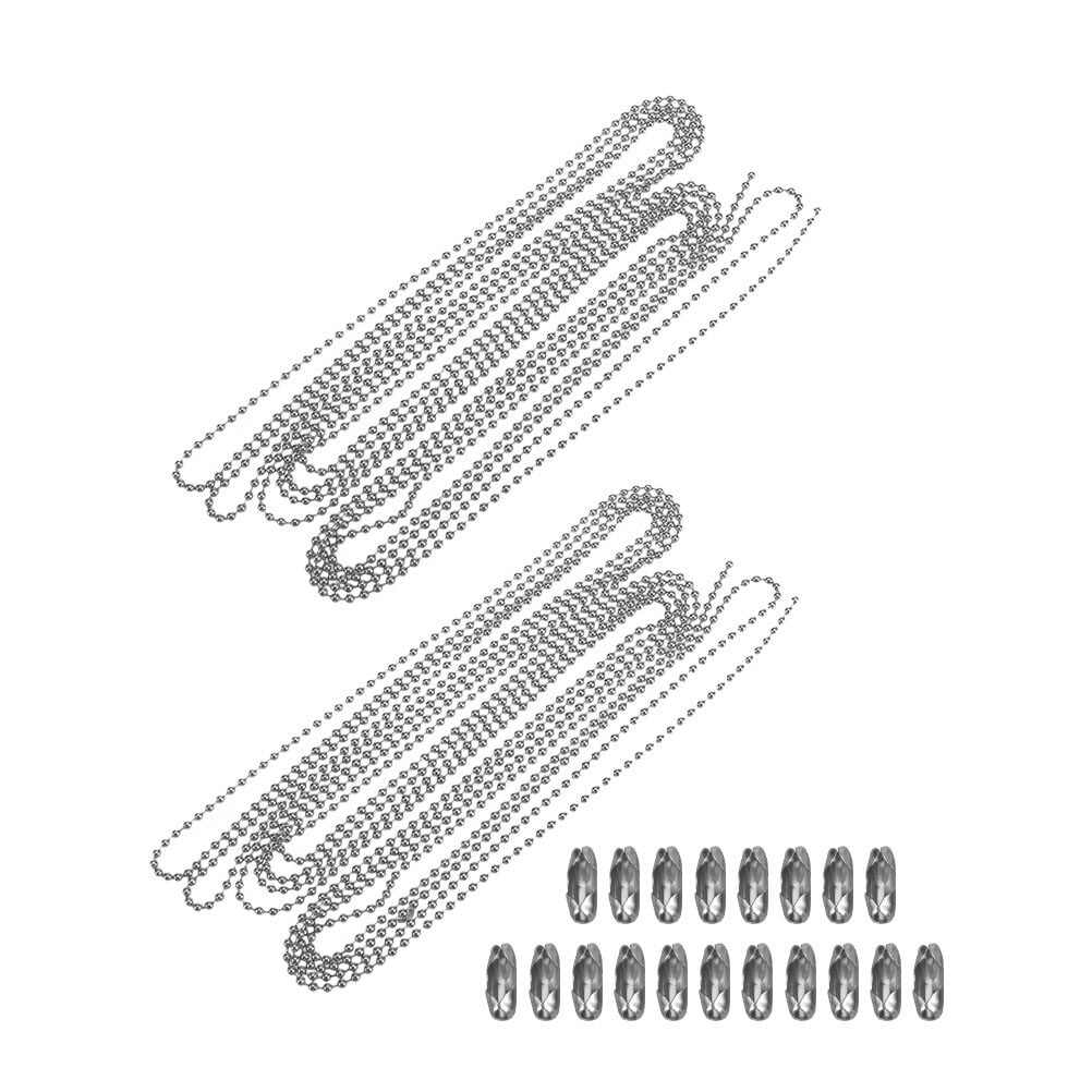 2Sets 3 Meters Length Stainless Steel Bead Chain 2. 4MM Diameter Beaded ...