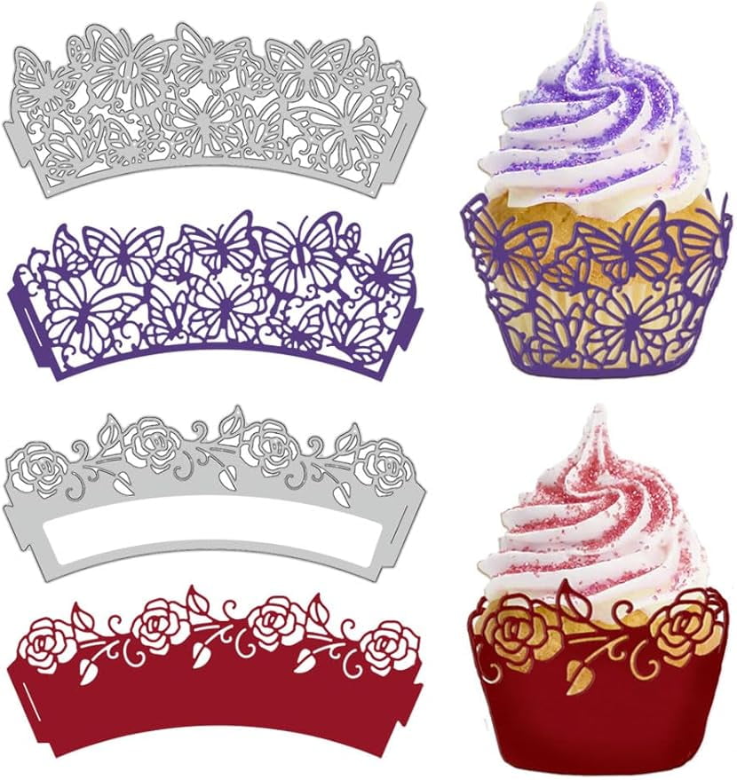 2Sets 3D Bake Cake Paper Cups Cutting Dies for DIY Scrapbooking Metal ...