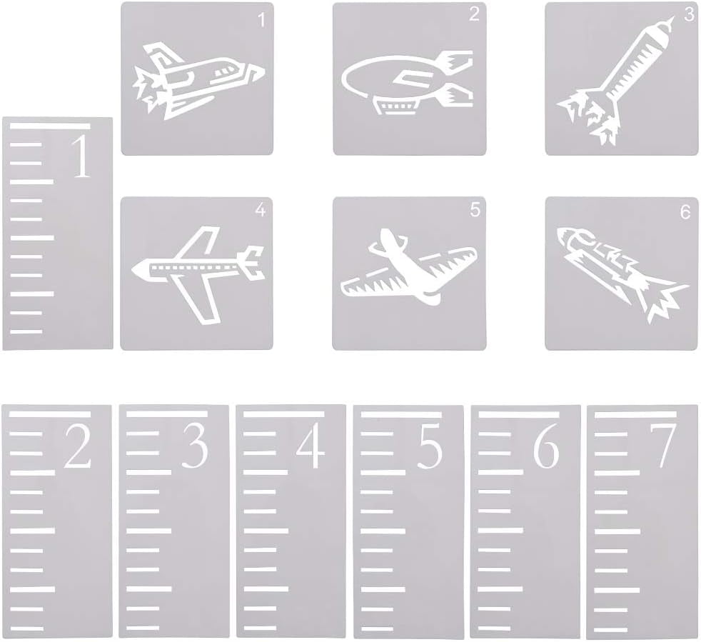 2Sets 7 Feet Growth Chart Stencil Plane Template Reusable Height Growth ...