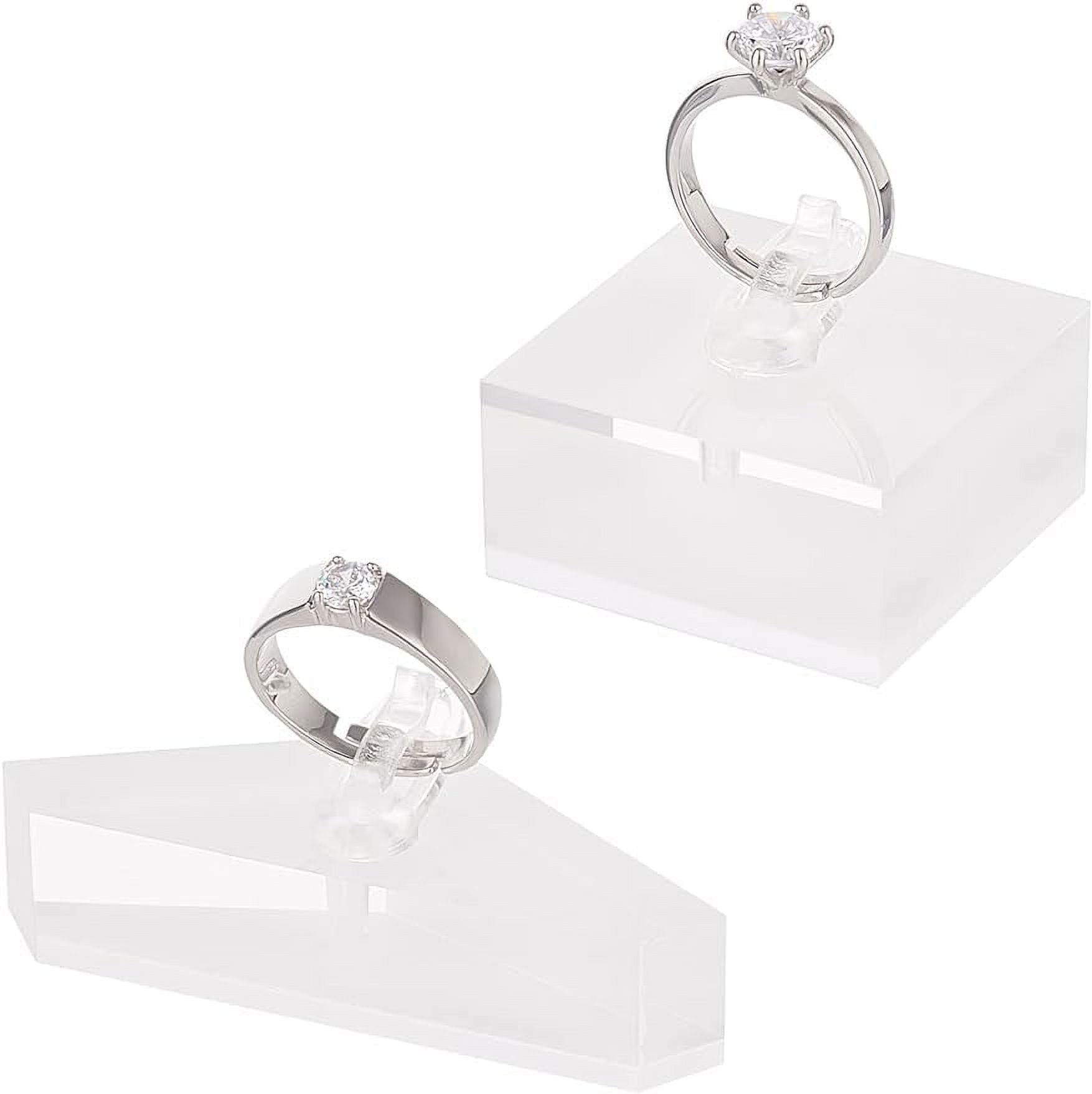 2Sets Acrylic Ring Display Holder Triangle Square Clear Showcase Block ...