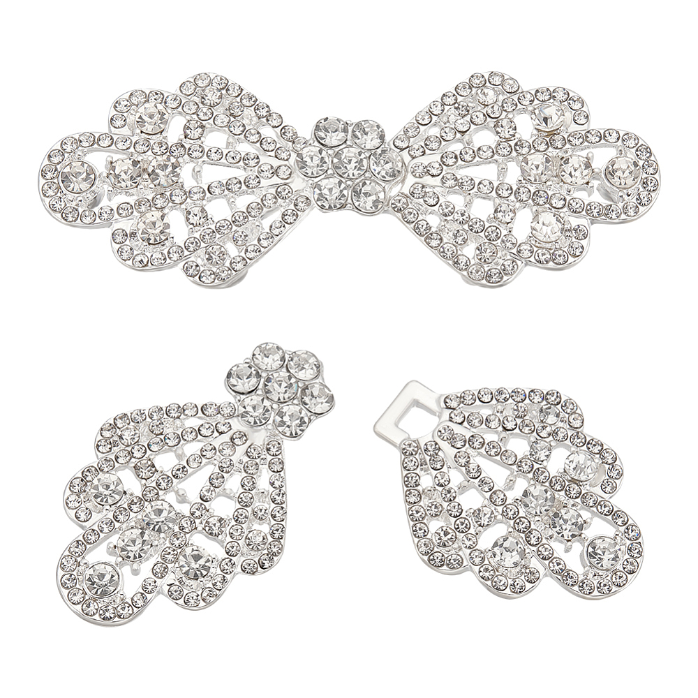 2Sets Alloy Interlocking Clasps Hook Clasps with Rhinestone Bowknot ...