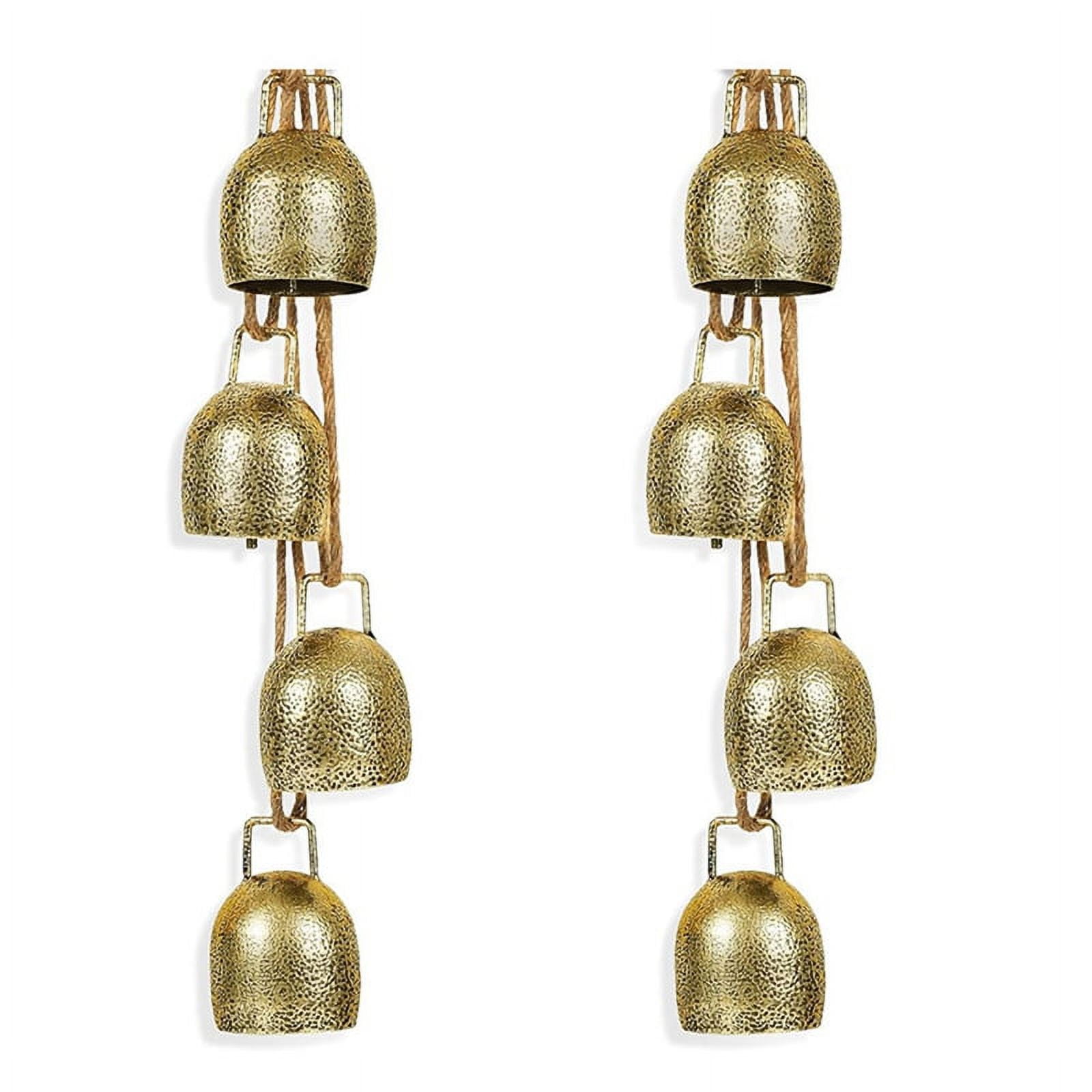 2Sets Christmas Bells Metal Rustic Hanging Bells with Ropes Vintage ...