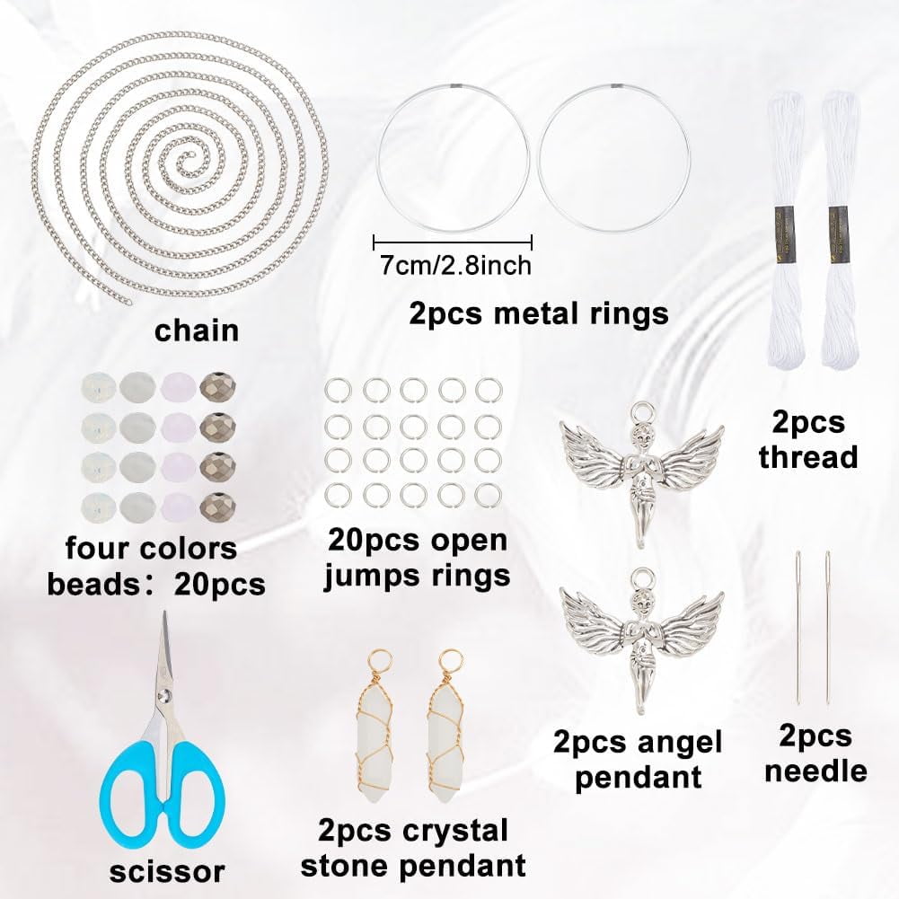 2Sets DIY Angel Dream Catchers Kit for Adults Beginner White Mini Dream ...
