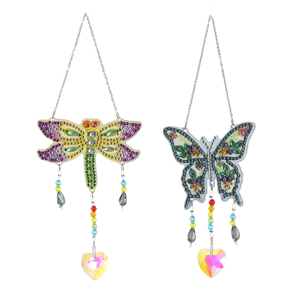 2Sets DIY Butterfly Butterfly Painting Wind Chime Kits Rhinestone ...