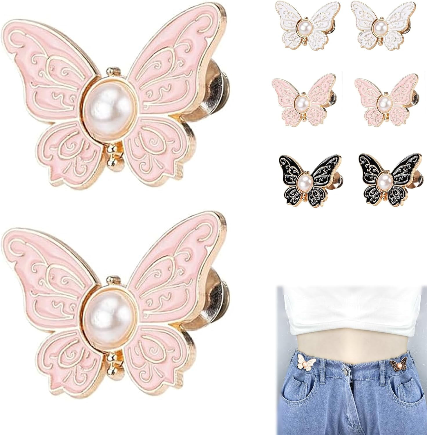 2Sets Detachable Butterfly Clips, Pant Waist Tightener for Loose Jeans ...