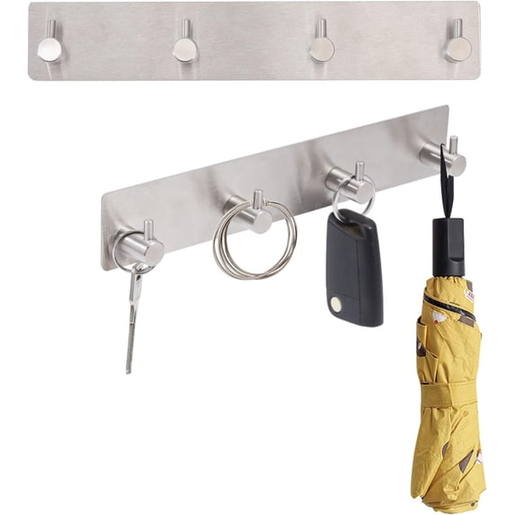2Sets Modern Wall Mounted Coat Hooks Heavy Duty Stainless Steel Key ...