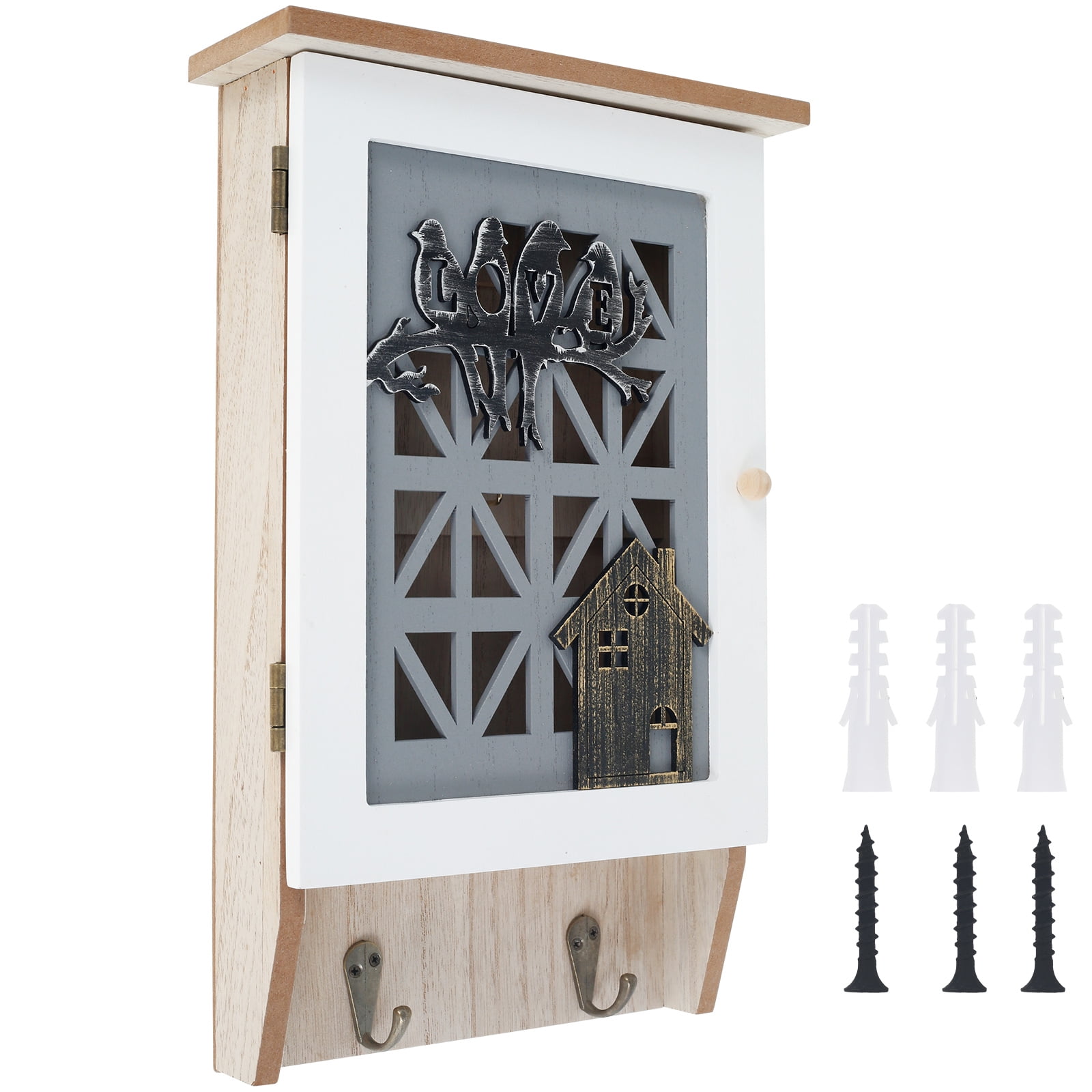 2Sets Wooden Key Box Wall Mount Wooden Key Holder Decorative Wall Key ...