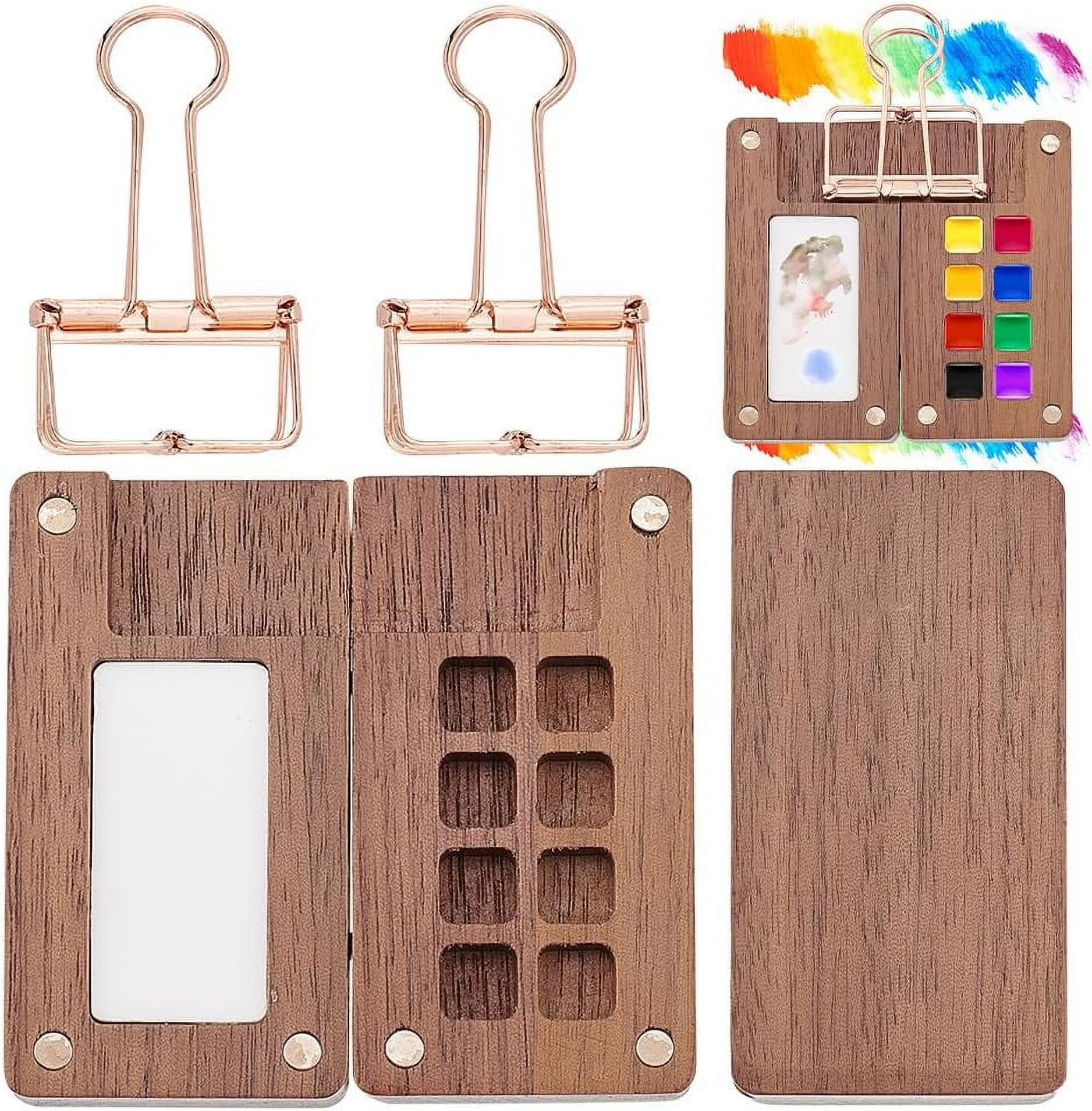 2Sets Wooden Sketchbook Palette 8 Grids Wooden Colour Palette Box ...