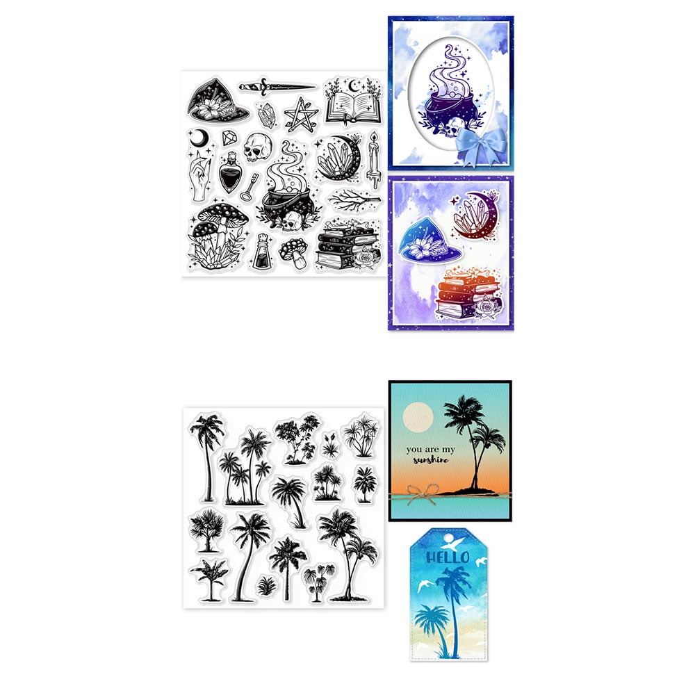 2Sheet Coconut Tree Clear Stamps for DIY Scrapbooking Decor Tropical ...