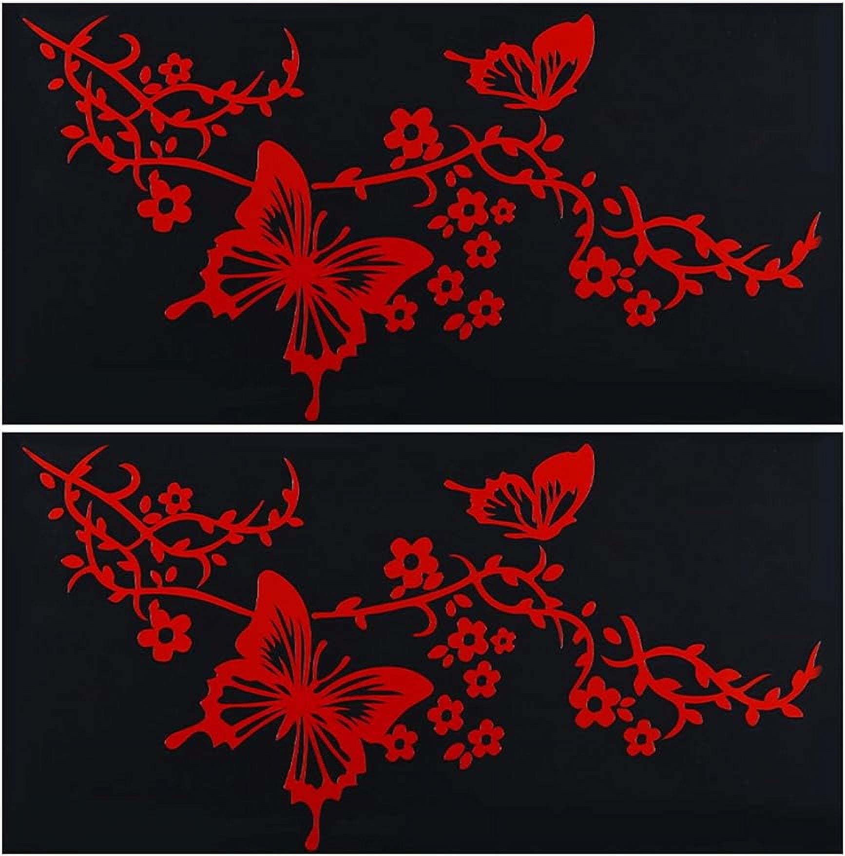 2Sheet Floral Butterfly Decals Butterflies Kissing Hibiscus Branch Car ...