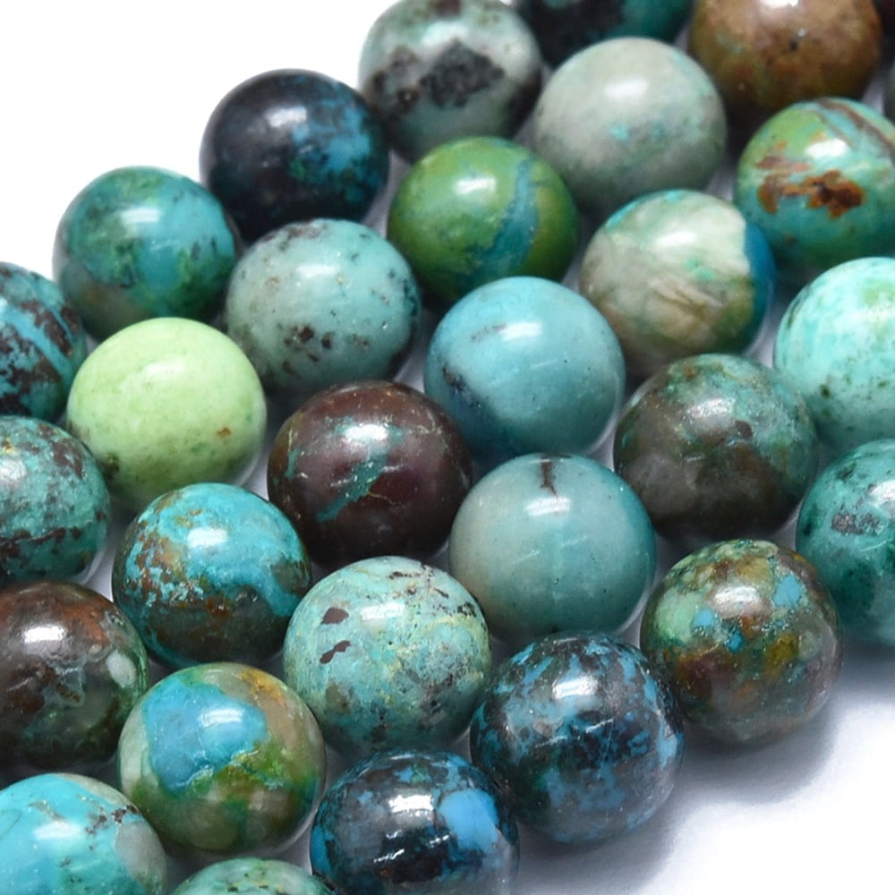 2Strand Natural Chrysocolla and Lazuli Beads Strands Grade A Round 8.5 ...